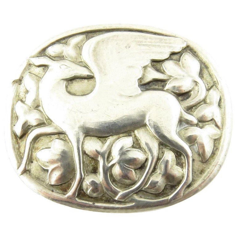 Georg Jensen #81 Sterling Silver "Winged" Deer Pin/Brooch at 1stDibs ...