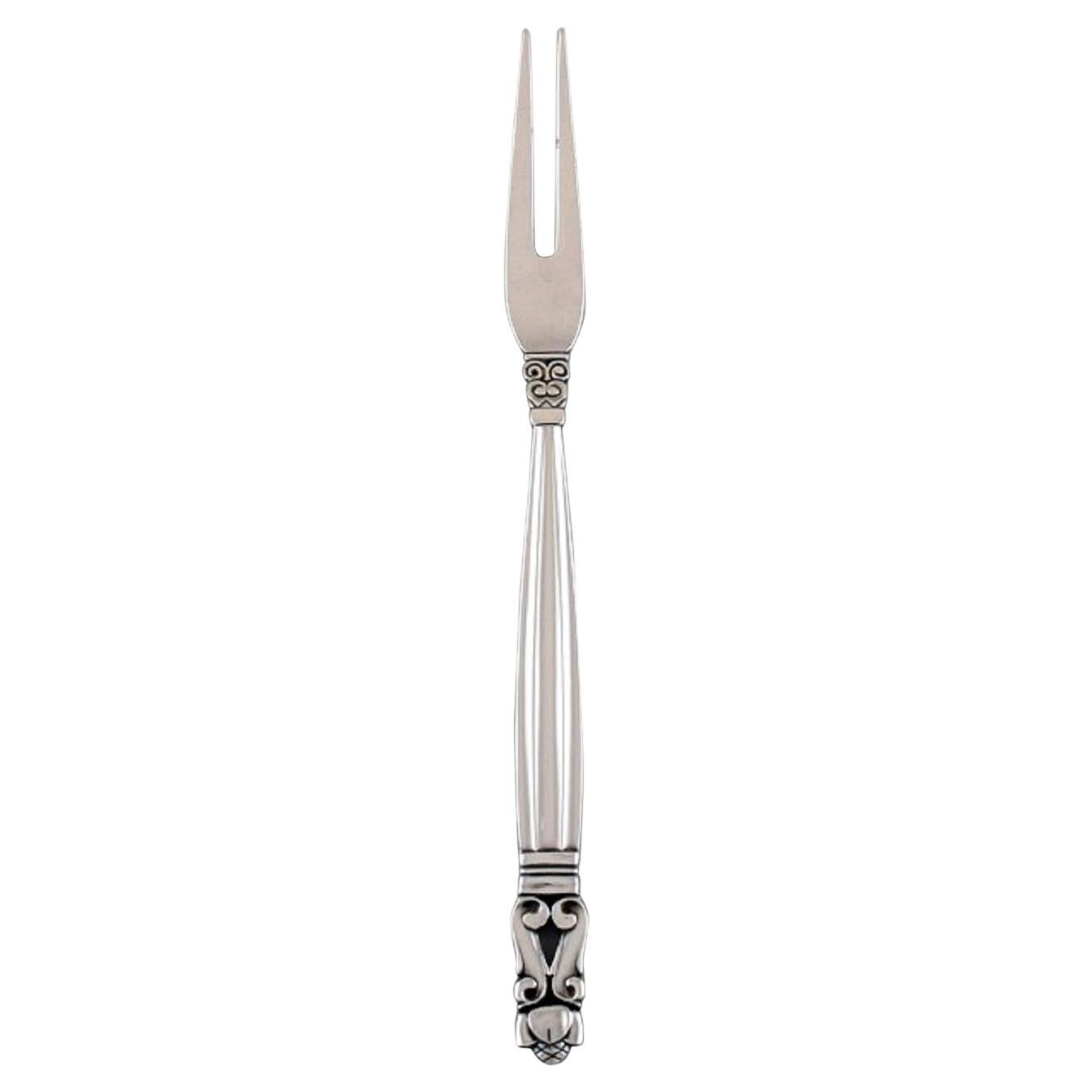 Early Georg Jensen Acorn, Large Meat Fork in Full Silver at 1stDibs