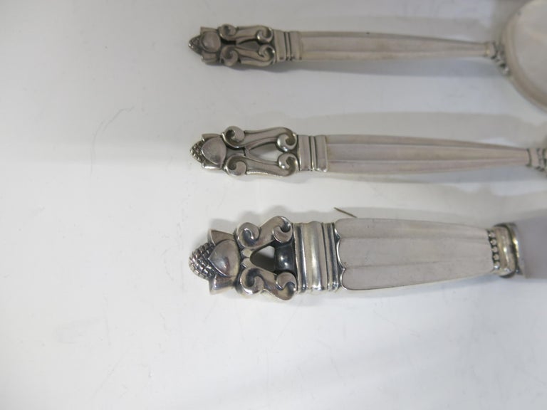 Georg Jensen, Acorn Pattern, Sterling Silver Set for 12 People, 60 Piece Set For Sale at 1stDibs