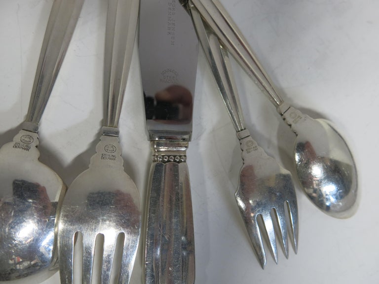 Georg Jensen, Acorn Pattern, Sterling Silver Set for 12 People, 60 Piece Set For Sale at 1stDibs