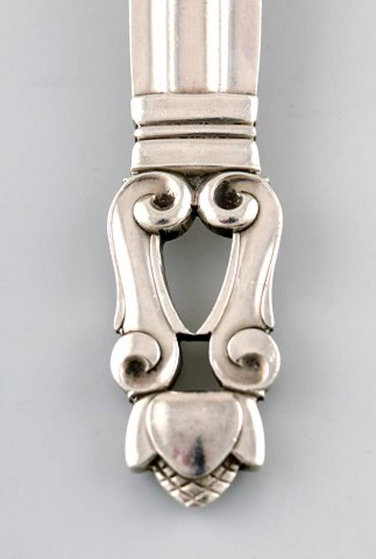 Georg Jensen "Acorn" Serving Spoon in Sterling Silver, Four Pieces, in Stock For Sale at 1stDibs