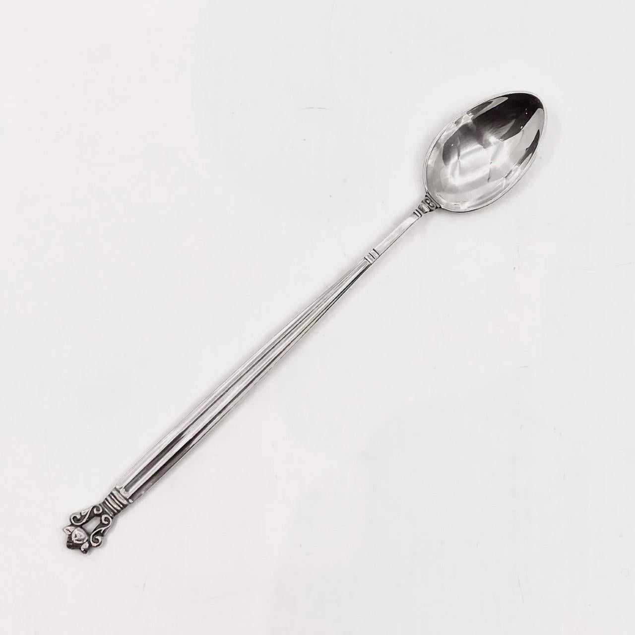 Georg Jensen Acorn Sterling Silver Iced Tea Spoon 078 For Sale at 1stDibs