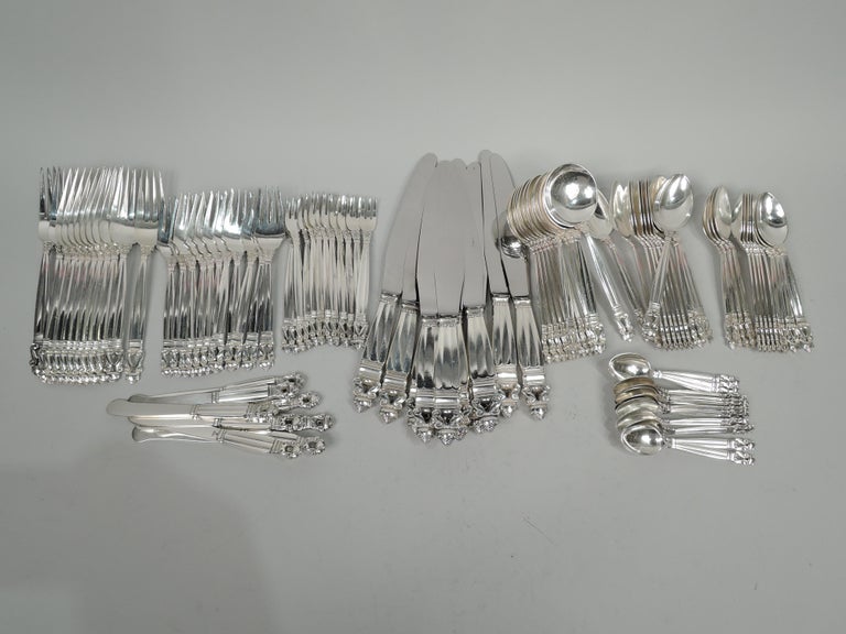 Georg Jensen Acorn Sterling Silver Set with 104 Pieces For Sale at 1stDibs