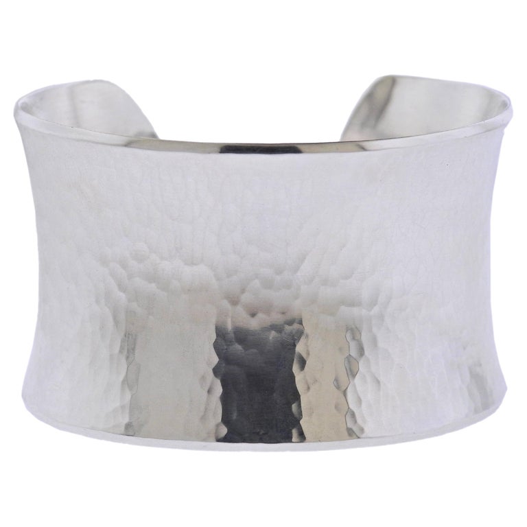 Georg Jensen Archive Hammered Silver Cuff Bracelet 556 B For Sale at ...