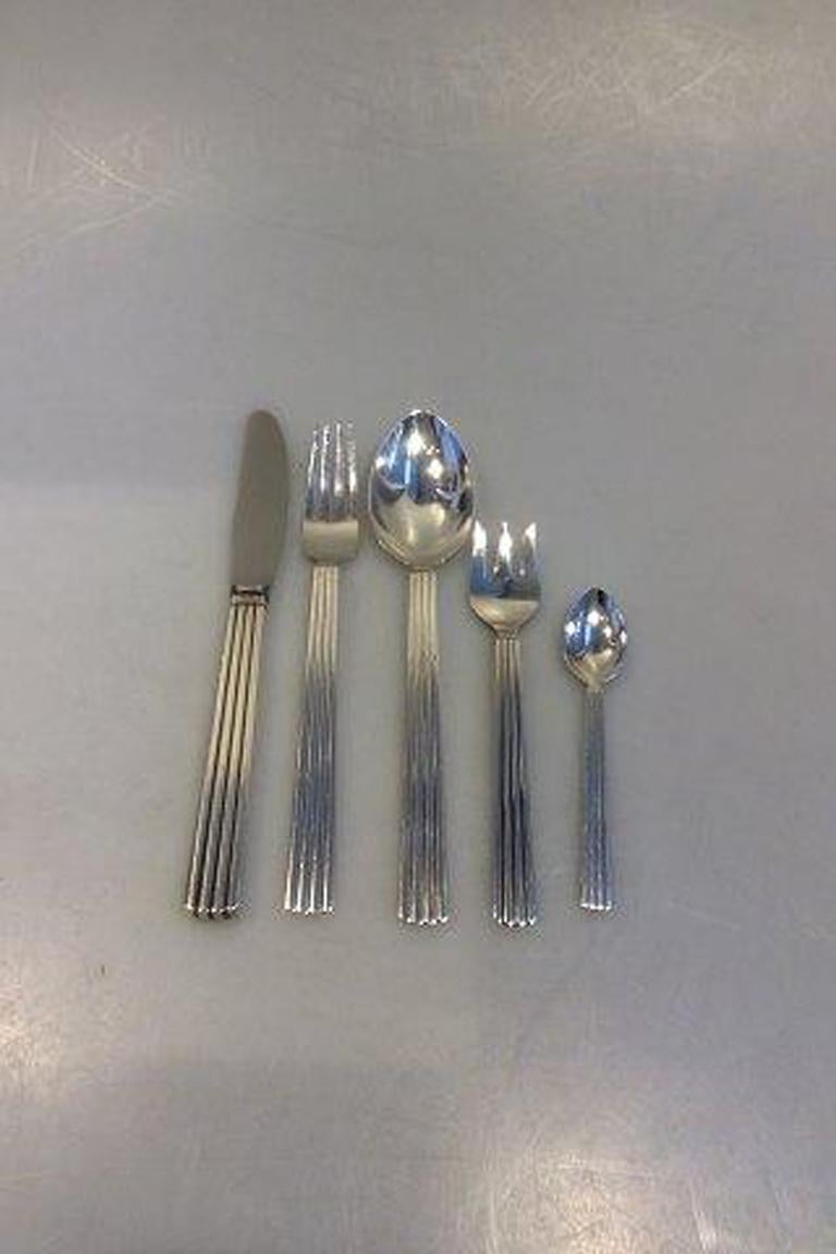 Georg Jensen Bernadotte Sterling Silver Lunch Flatware Set 60 Pieces For Sale at 1stDibs