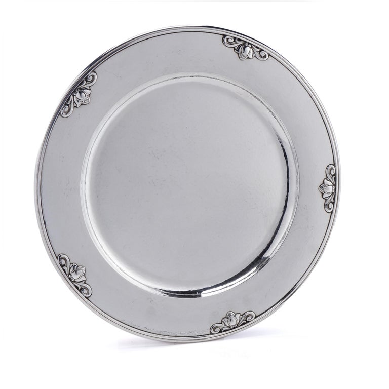 Georg Jensen Bread Plate with Acorn Pattern, .925 Silver, Johan Rohde ...