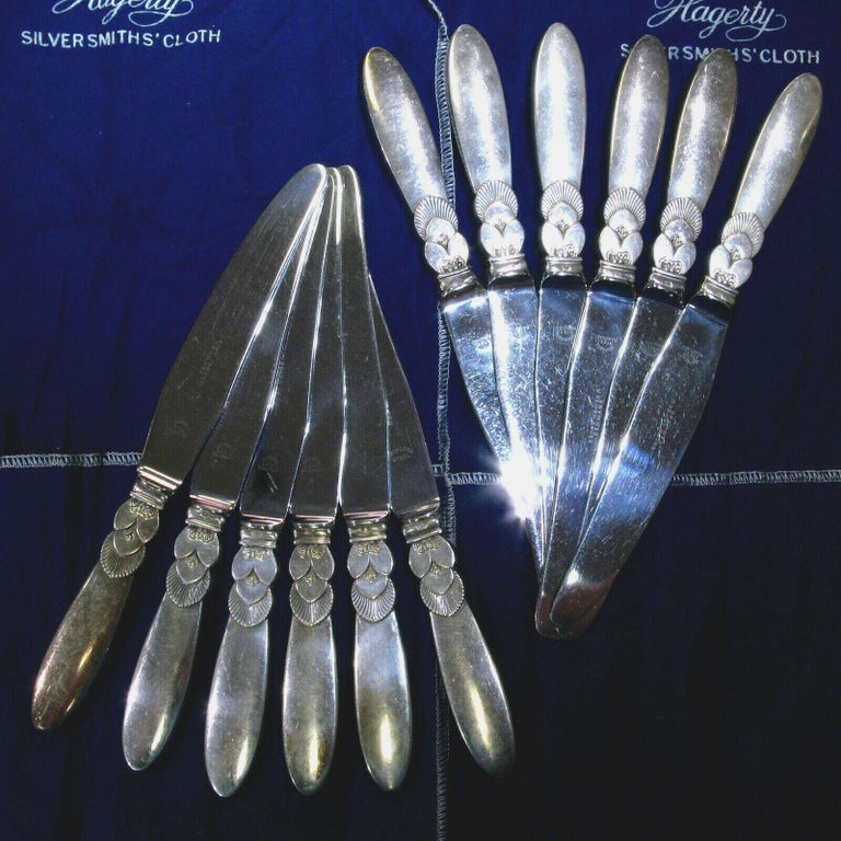 Georg Jensen Cactus Sterling Silver 104pc Silverware Flatware w ...