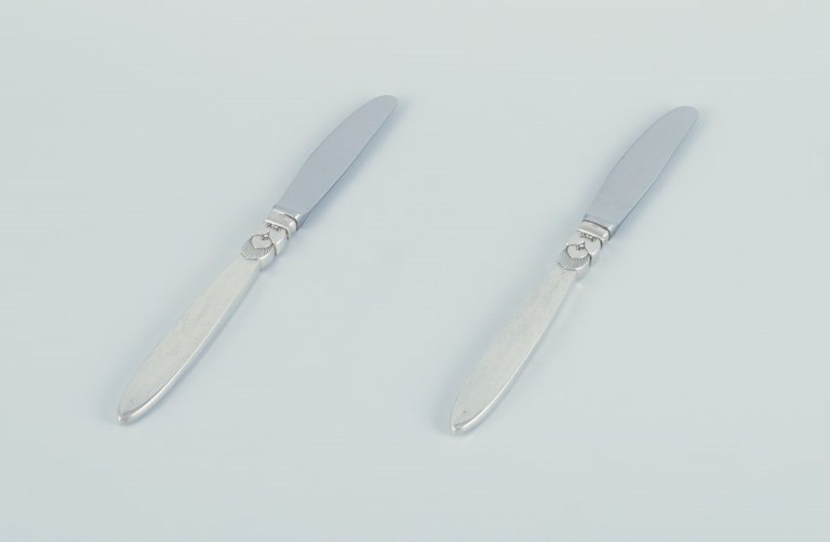 Georg Jensen Cactus. Two long-handled lunch knives in sterling silver ...