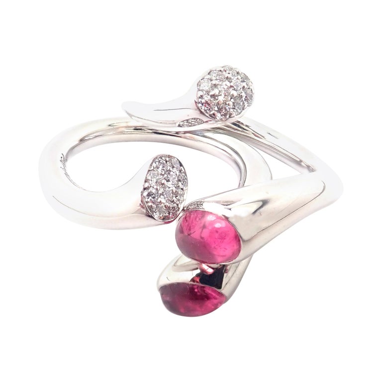 Georg Jensen Carnival Diamond Pink Tourmaline 2 Stacking Rings at 1stDibs