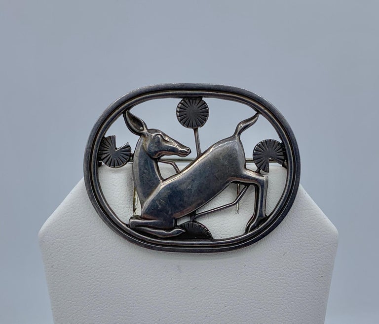 Georg Jensen Deer Brooch Denmark 256 Sterling Silver Designed by Arno ...