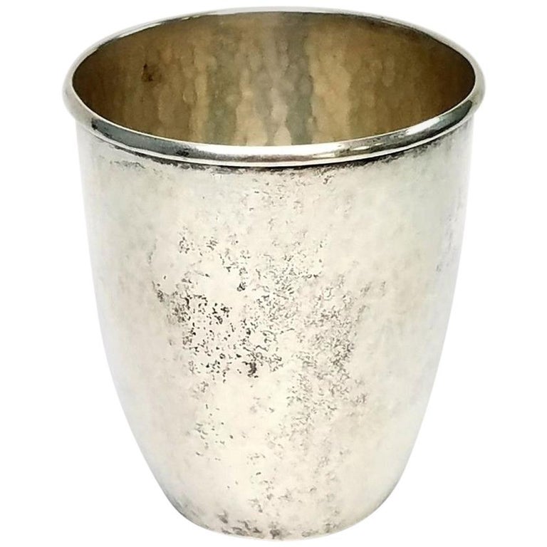 Georg Jensen Denmark Hammered Sterling Silver Cup, No Monogram at 1stDibs