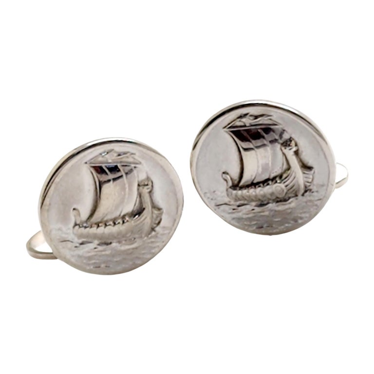 Georg Jensen Denmark Harold Nielsen Designed #50 Viking Ship Cufflinks ...