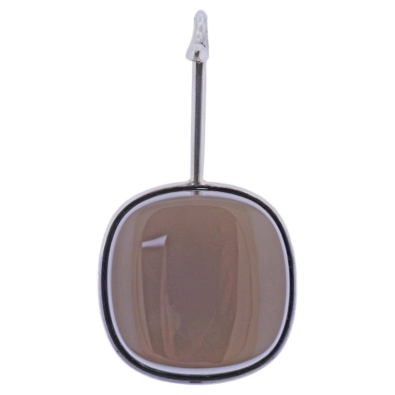Georg Jensen Dew Drop Silver Smokey Quartz Pendant 132 For Sale at 1stDibs