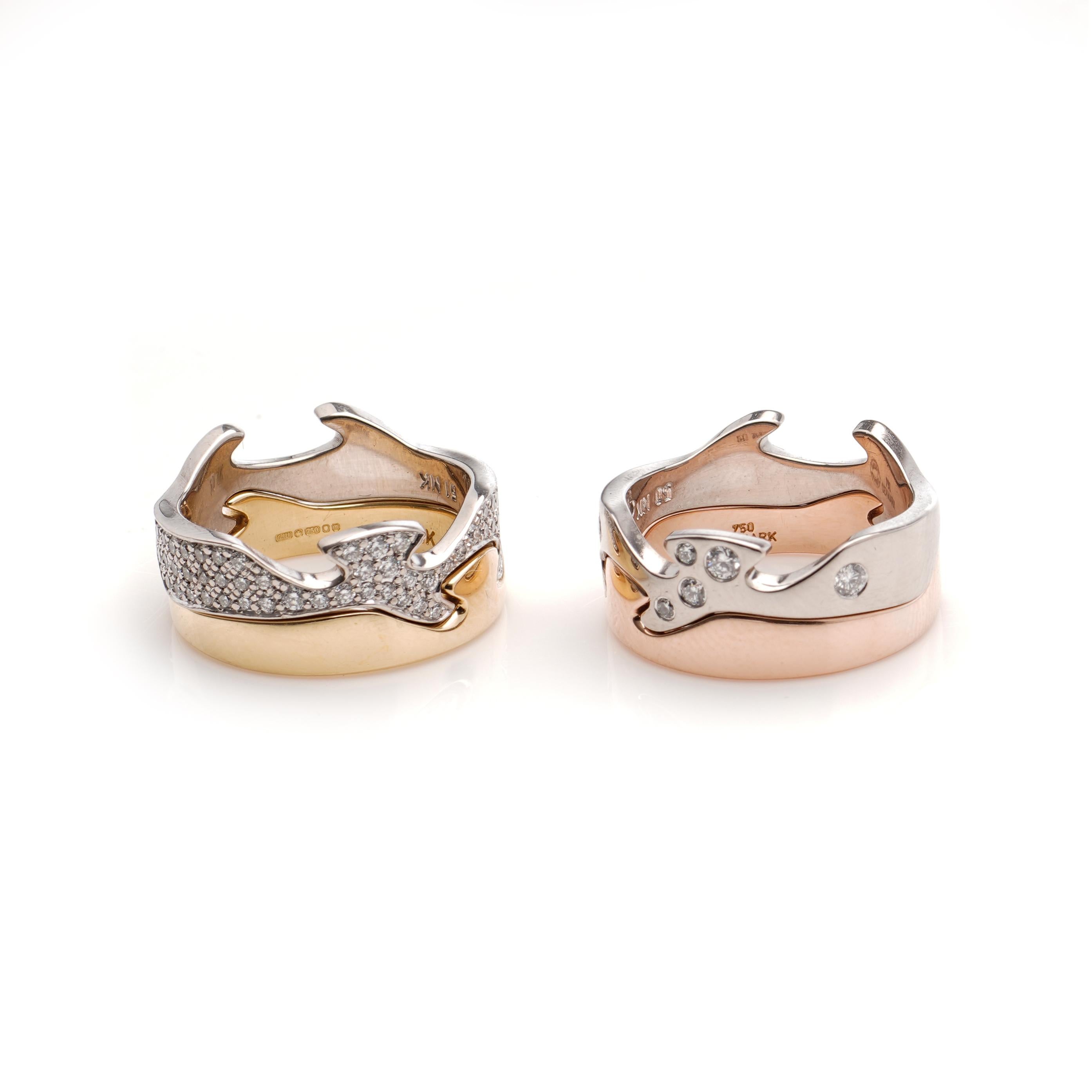 Georg Jensen Fusion 18kt. Gold 4 Piece Stack Ring with Diamonds For ...
