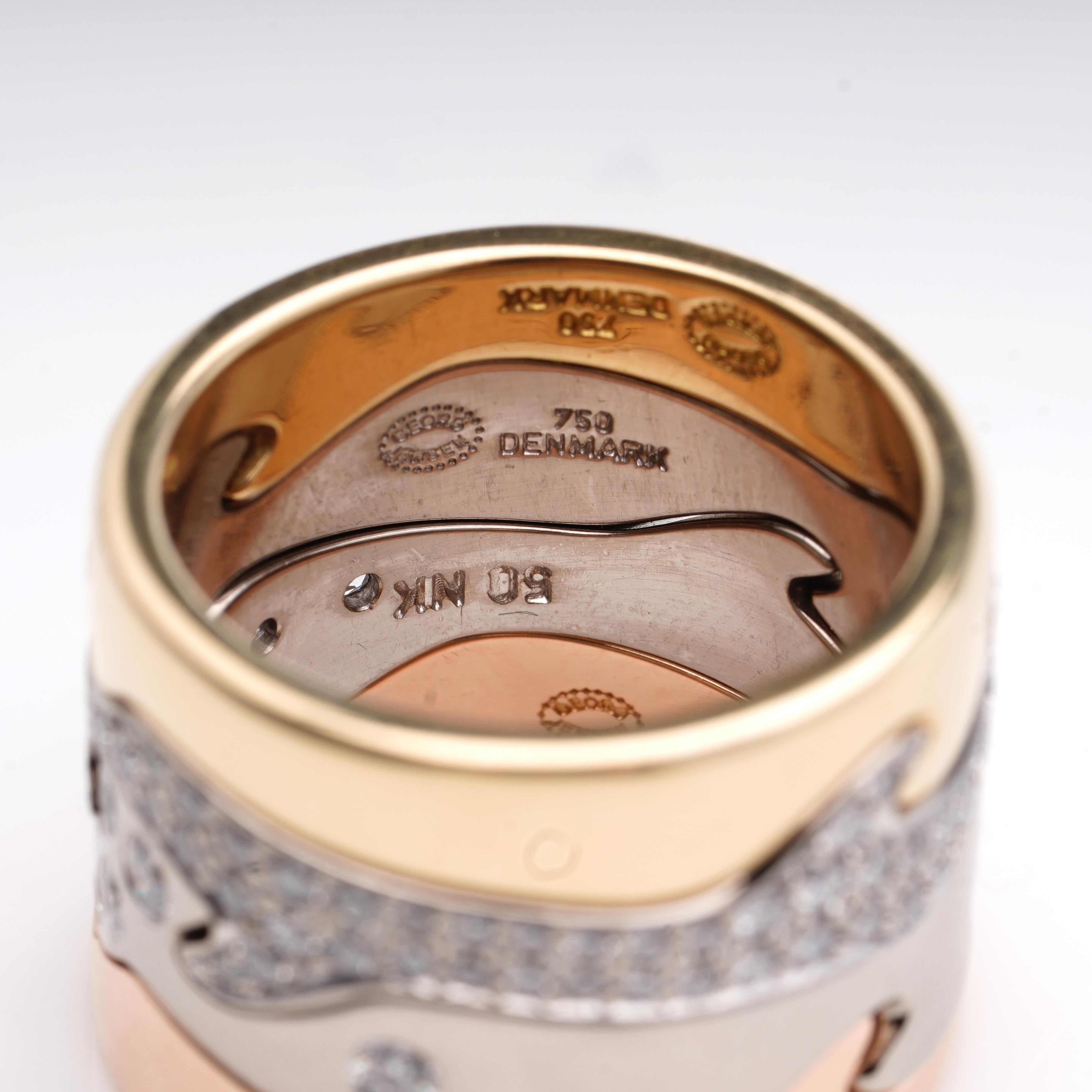 Georg Jensen Fusion 18kt. Gold 4 Piece Stack Ring with Diamonds For ...
