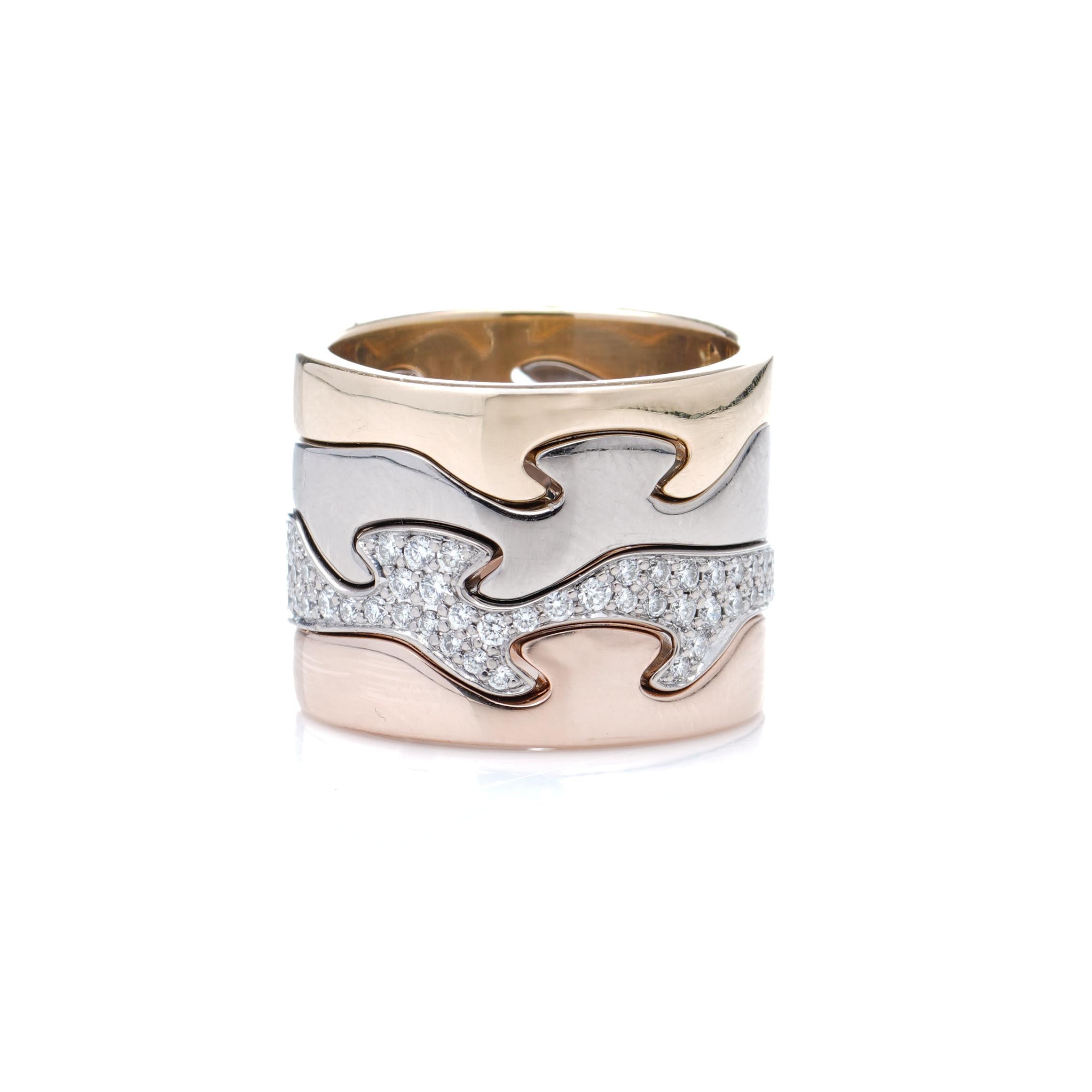 Georg Jensen Fusion 18kt. Gold 4 Piece Stack Ring with Diamonds For ...