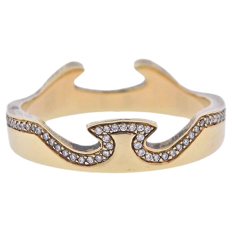 Georg Jensen Fusion Yellow Gold Diamond End Ring #1371 For Sale at 1stDibs