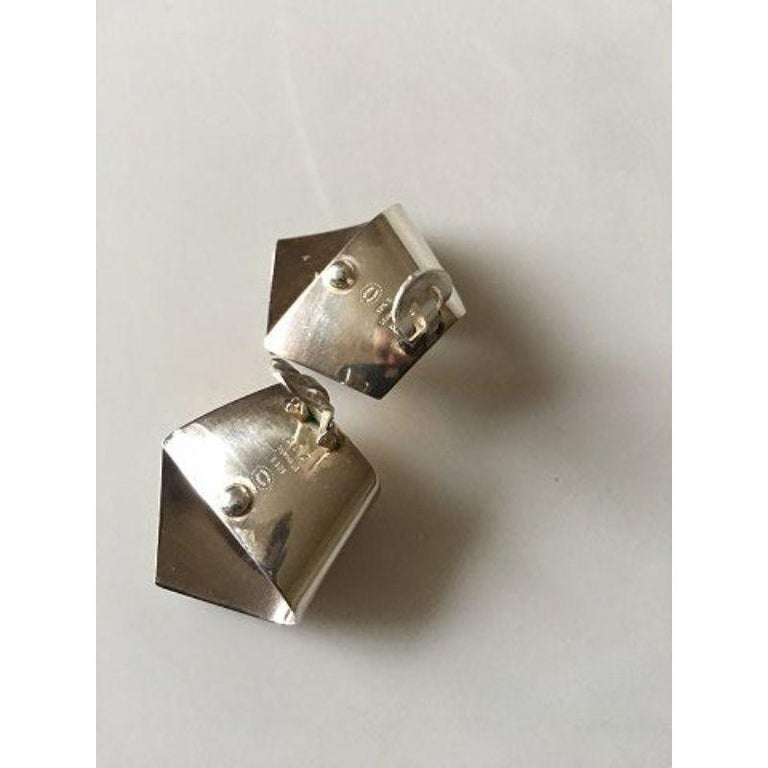 Georg Jensen Modern Sterling Silver Pentagon Shaped Earrings No 202 For ...