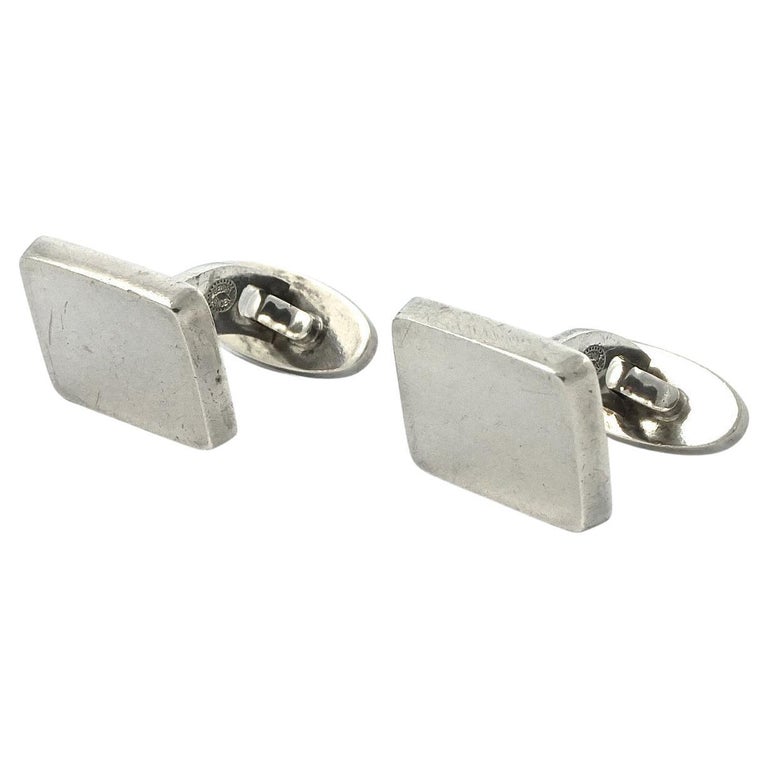Georg Jensen No.84 Sterling Silver Plain Rectangular CuffLinks circa 1960s at 1stDibs