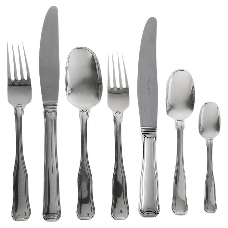 Georg Jensen Old Danish Sterling Silverware Set for 12 For Sale at 1stDibs