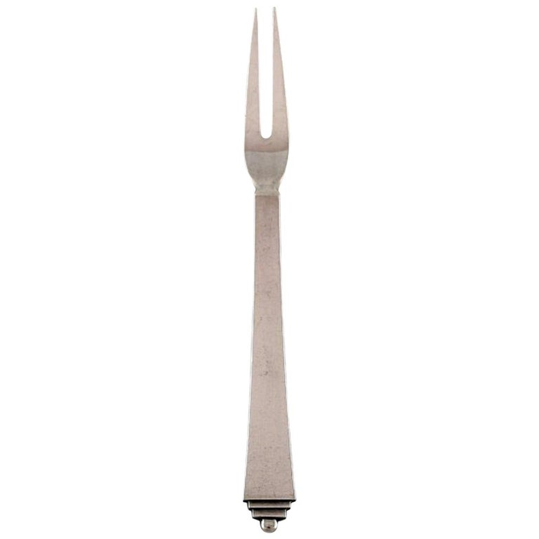 Georg Jensen "Pyramid" Cold Meat Fork in Sterling Silver, Three Pieces ...