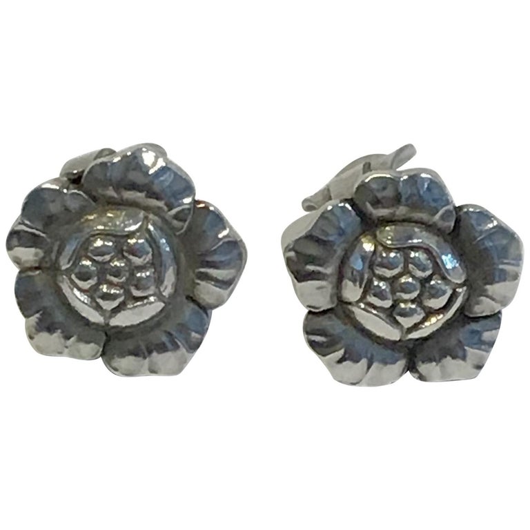 Georg Jensen Silver Ear Clips No 21 at 1stDibs