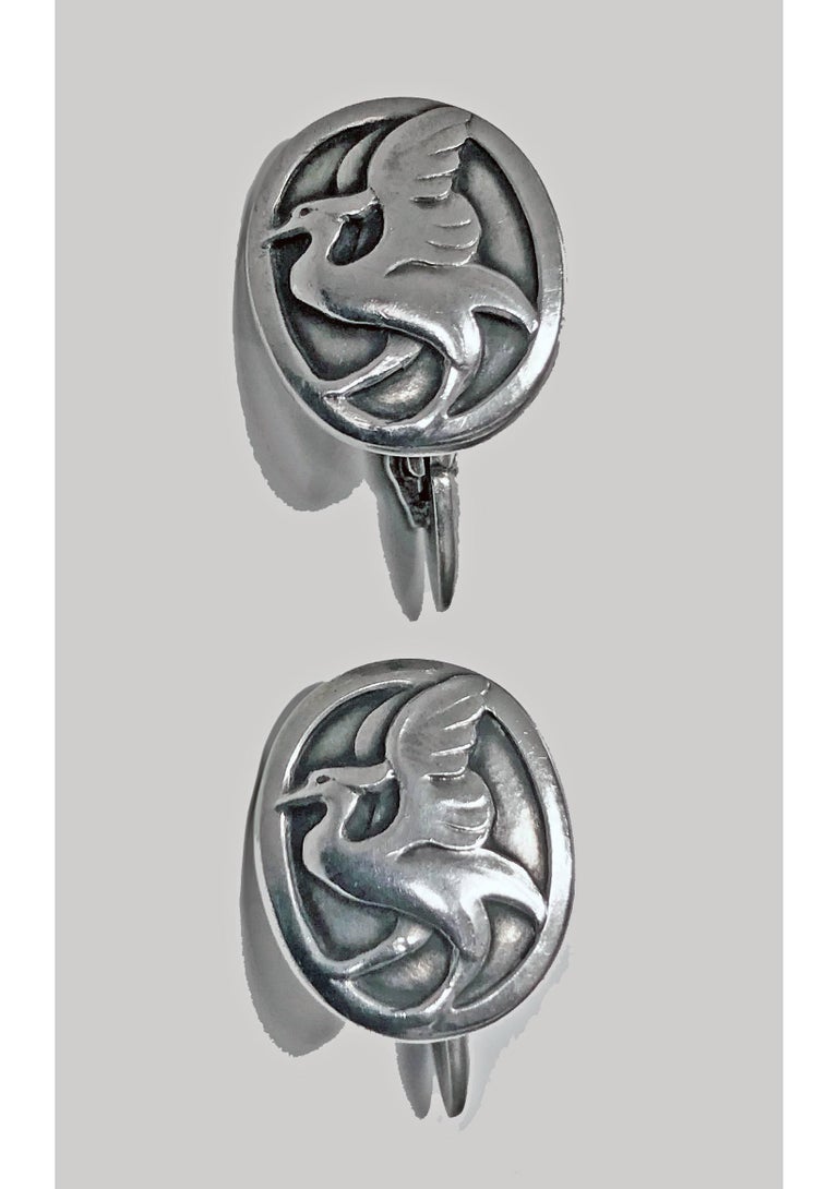 Georg Jensen Sterling Phoenix Bird Cufflinks at 1stDibs