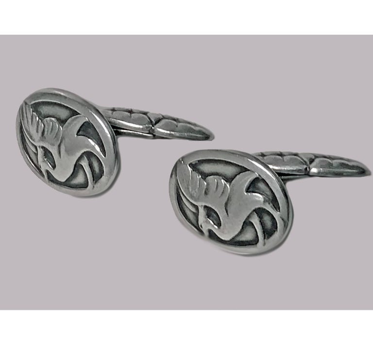 Georg Jensen Sterling Phoenix Bird Cufflinks at 1stDibs