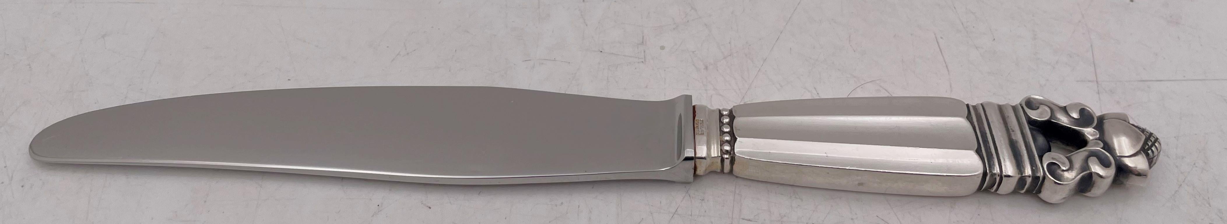 Georg Jensen Sterling Silver Acorn 12-Piece Place Setting For Sale at 1stDibs