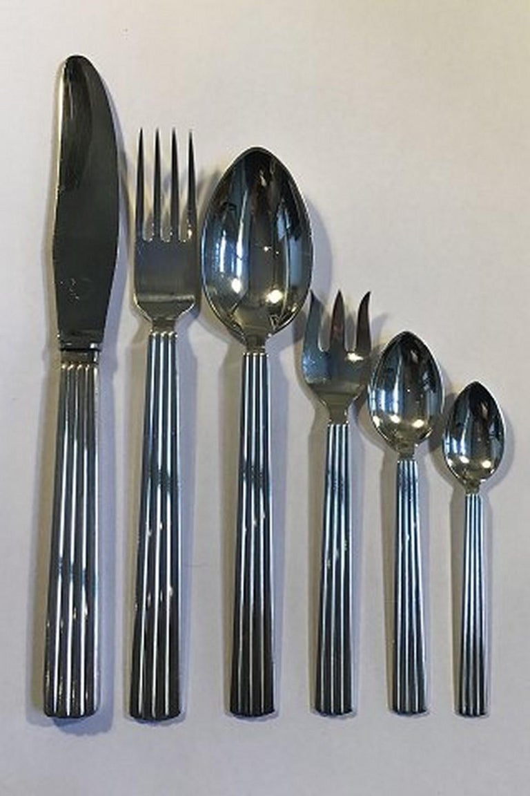 Georg Jensen Sterling Silver Bernadotte Flatware Set 12 People '72 Pcs' For Sale at 1stDibs