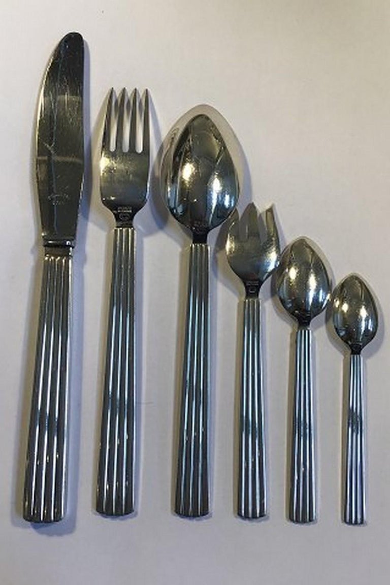 Georg Jensen Sterling Silver Bernadotte Flatware Set 12 People '72 Pcs' For Sale at 1stDibs