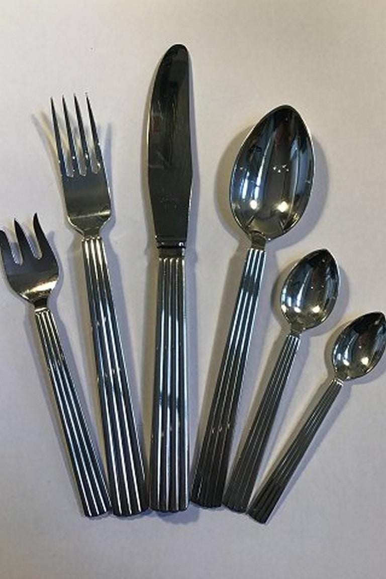 Georg Jensen Sterling Silver Bernadotte Flatware Set 12 People '72 Pcs' For Sale at 1stDibs