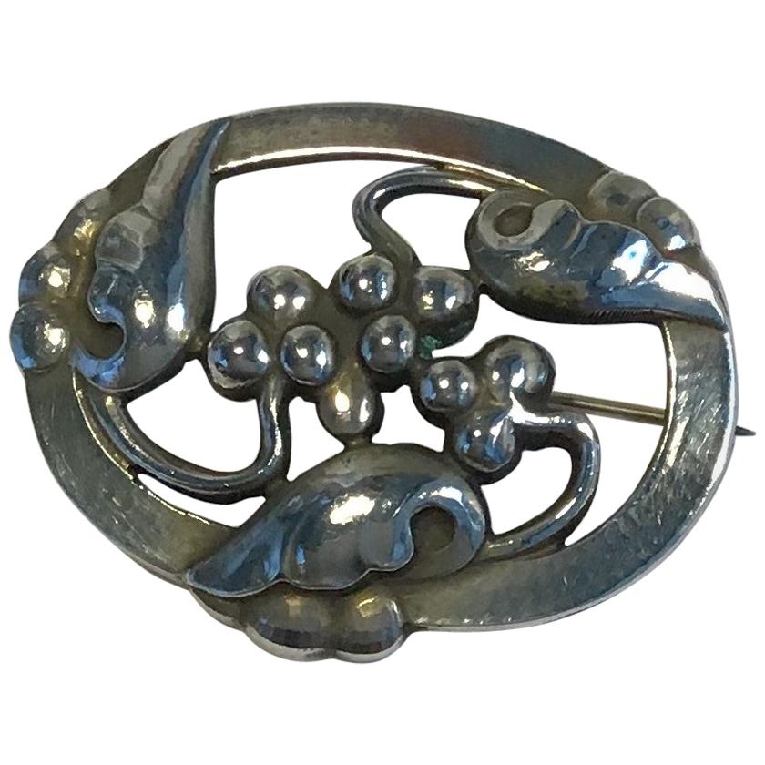 Georg Jensen Art Nouveau Sterling Silver Brooch No. 65 For Sale at 1stDibs