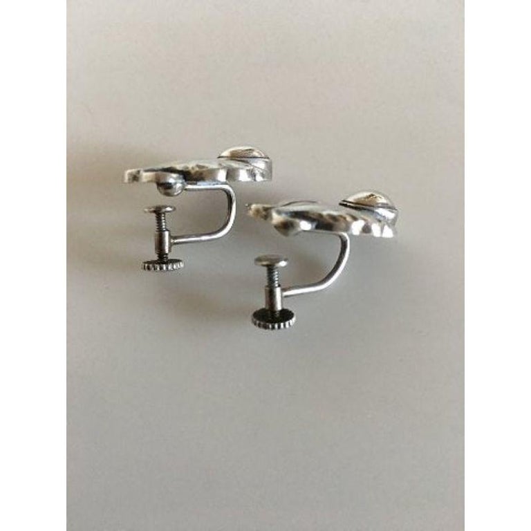 Georg Jensen Sterling Silver Ear Screws No 108 For Sale at 1stDibs