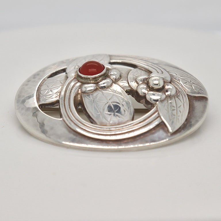 Georg Jensen Sterling Silver Floral Brooch No. 13 at 1stDibs