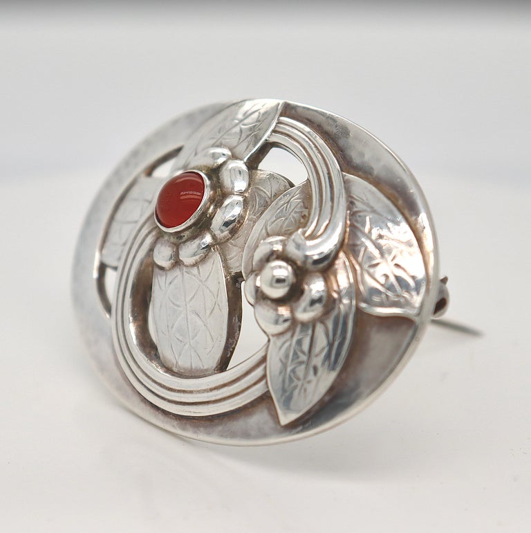 Georg Jensen Sterling Silver Floral Brooch No. 13 at 1stDibs
