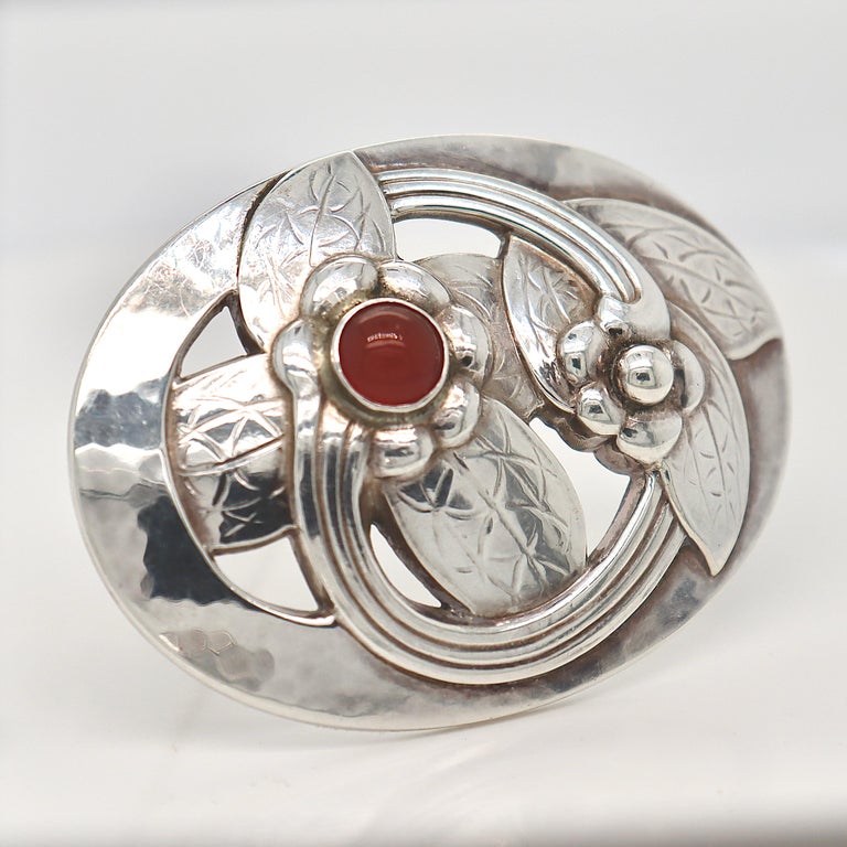 Georg Jensen Sterling Silver Floral Brooch No. 13 at 1stDibs