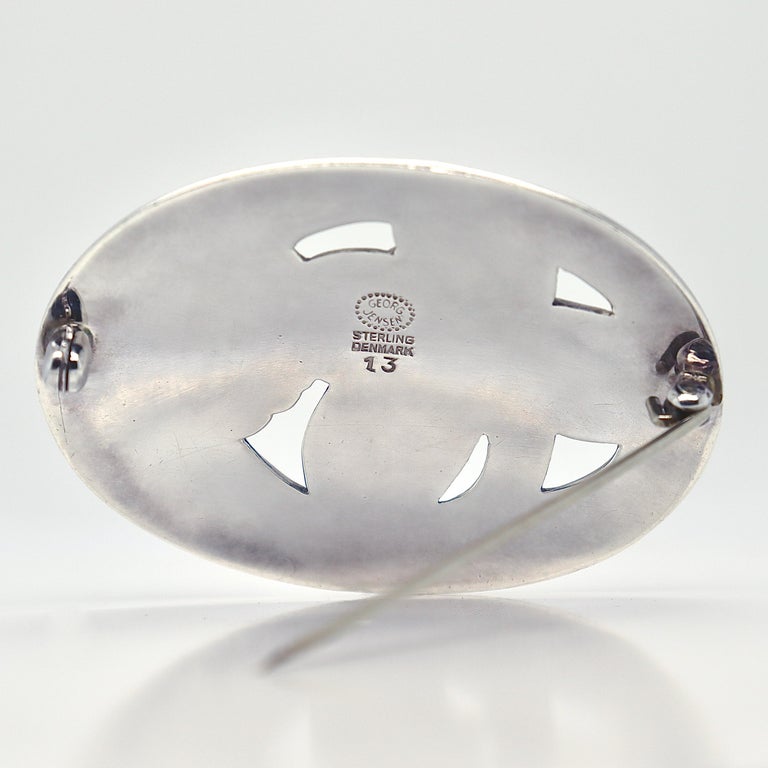 Georg Jensen Sterling Silver Floral Brooch No. 13 at 1stDibs