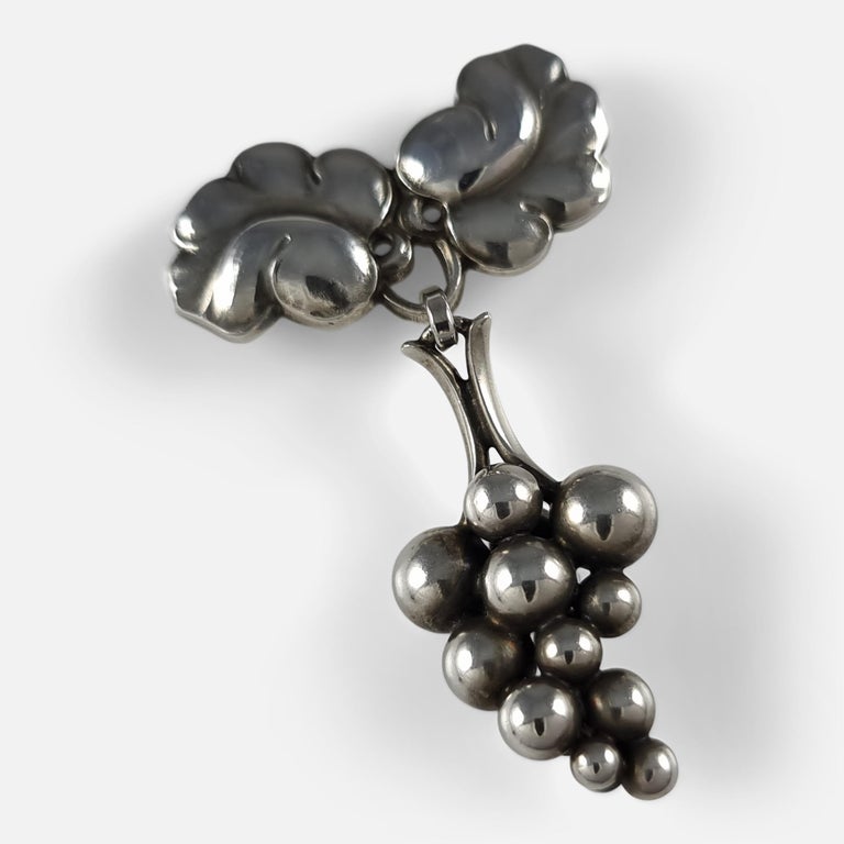 Georg Jensen Sterling Silver Moonlight Grapes Brooch #217B For Sale at ...