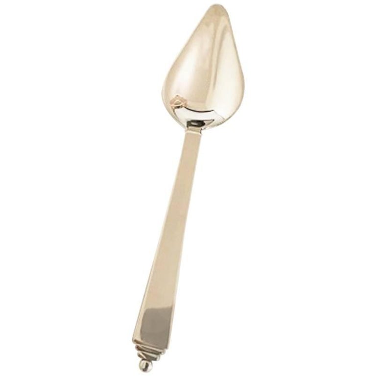 Georg Jensen Sterling Silver Pyramid Triangular Fruit Spoon #075 at 1stDibs