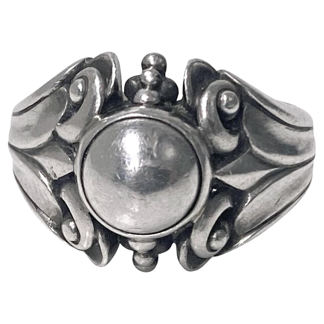 Georg Jensen Sterling Silver Ring No 46A Hematite at 1stDibs