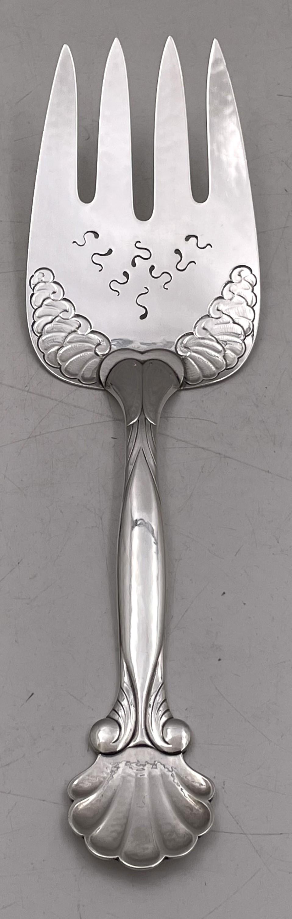 Georg Jensen Sterling Silver Set of 3 Fish Servers in Mathilda Pattern #102 For Sale at 1stDibs