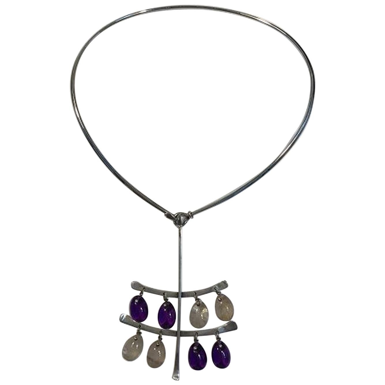 Georg Jensen Sterling Silver Torun Neck Ring No. 174 with Torun Pendant ...
