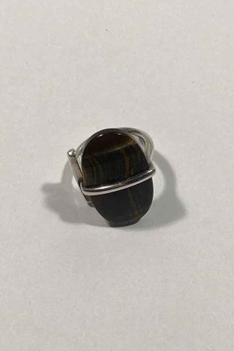 Georg Jensen Sterling Silver Torun Ring No 190 Tiger eye For Sale at ...