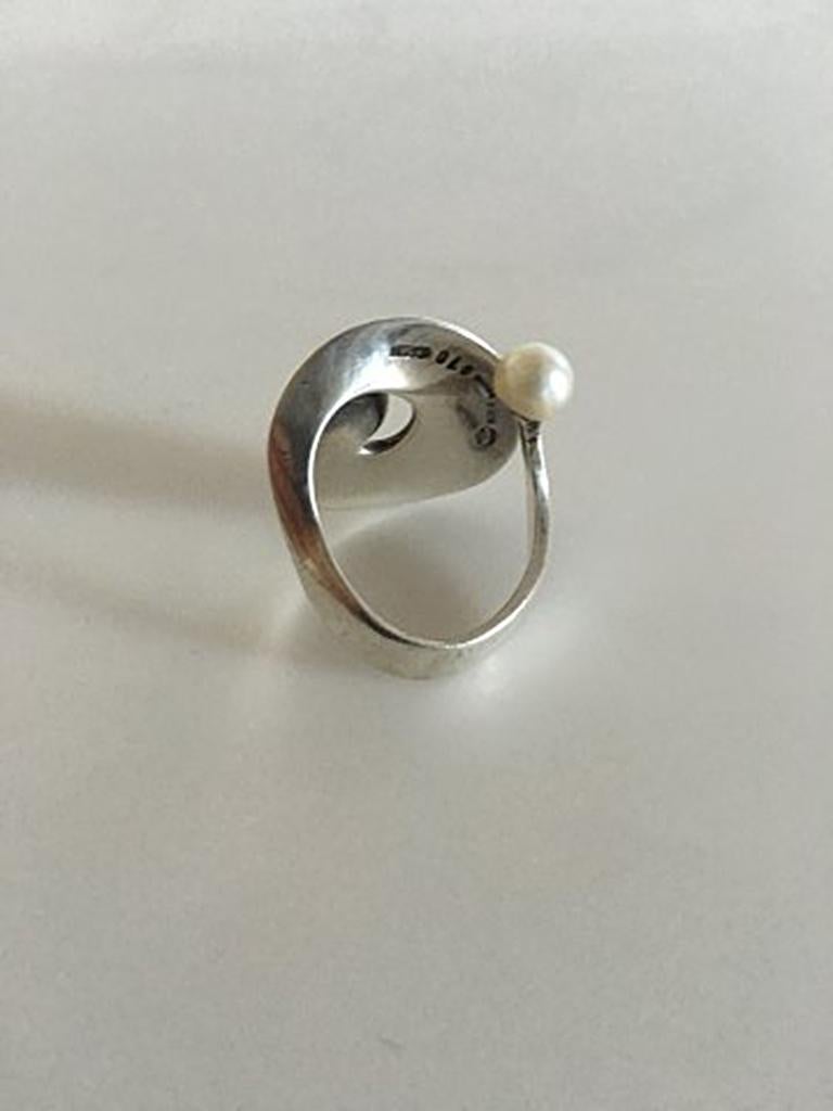 Georg Jensen Sterling Silver Torun Ring with Pearl No 370 at 1stDibs ...