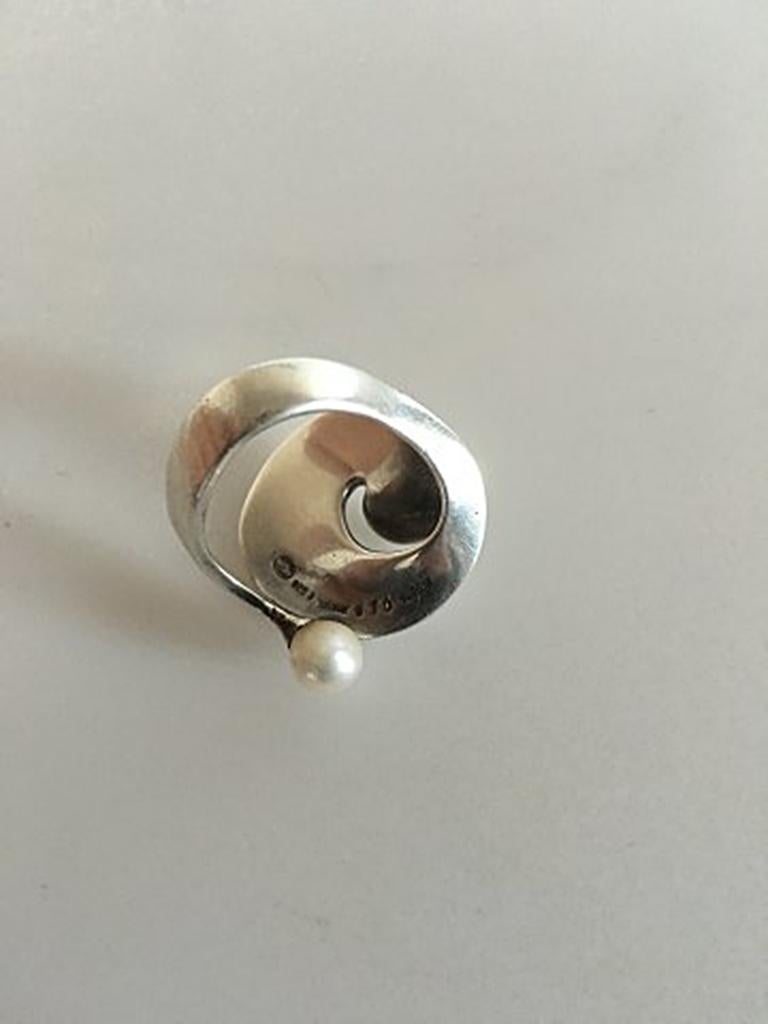 Georg Jensen Sterling Silver Torun Ring with Pearl No 370 at 1stDibs ...
