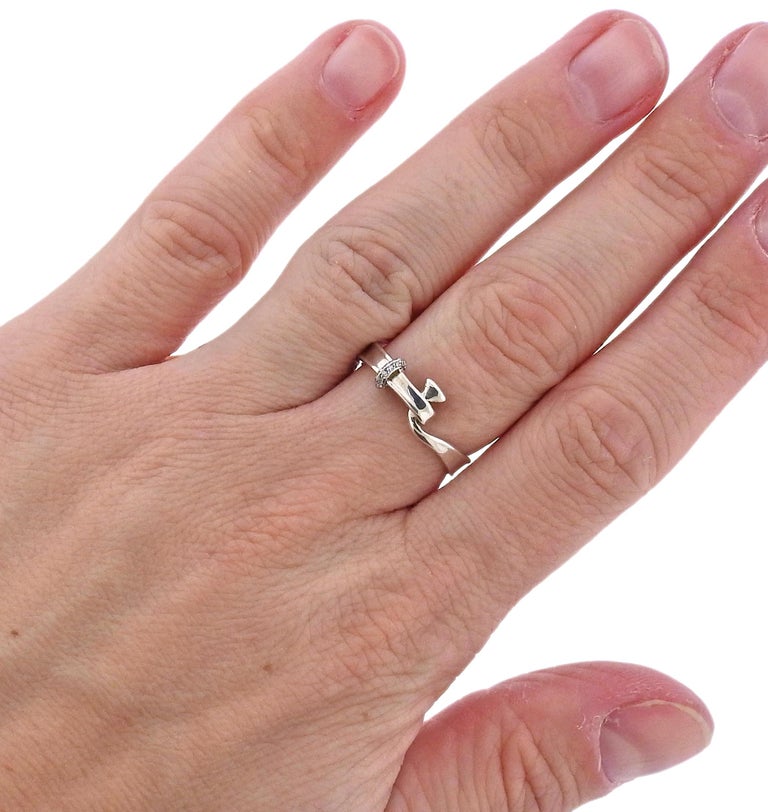 Georg Jensen Torun Hook Diamond Silver Ring 204 A For Sale at 1stDibs ...