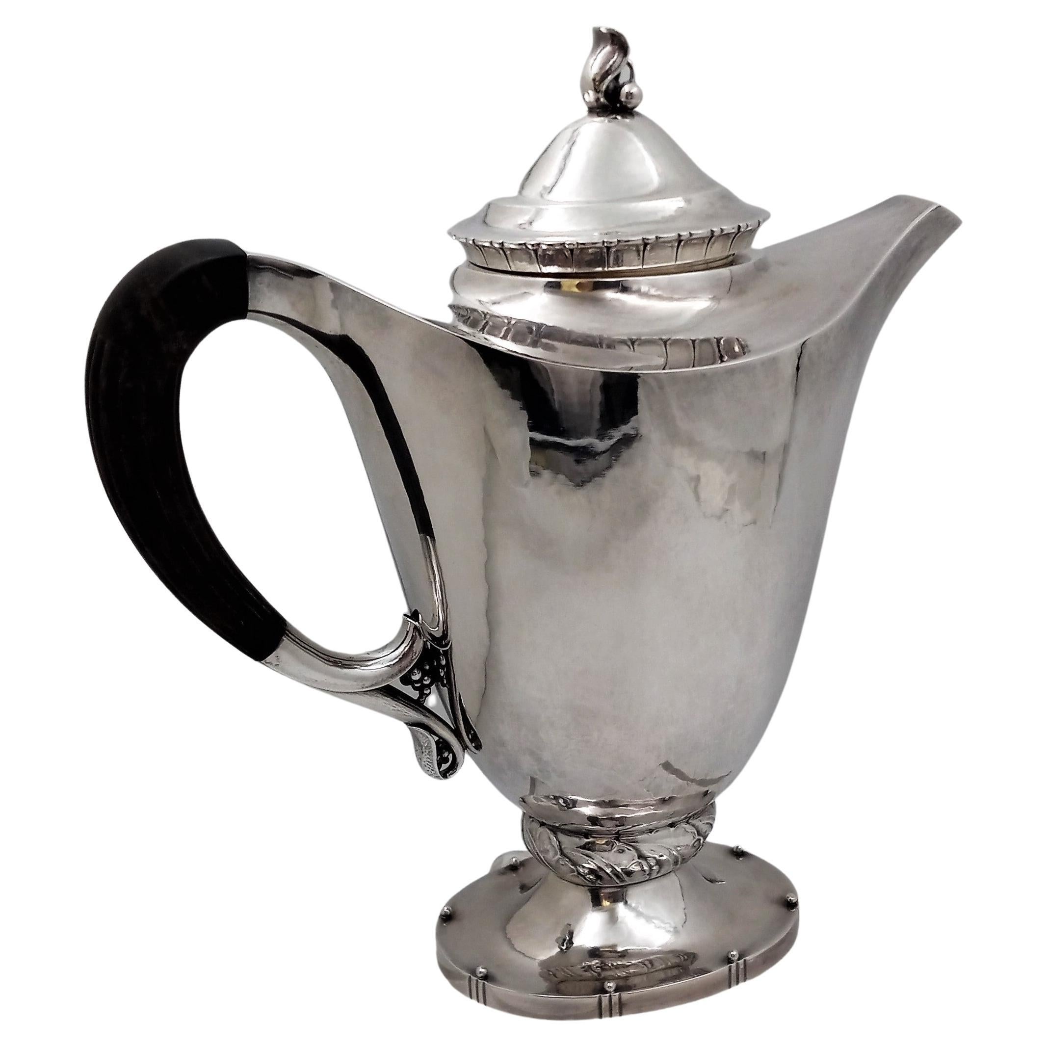 Danish Hammered Sterling Silver Coffee Pot in Jensen Art Deco Art ...