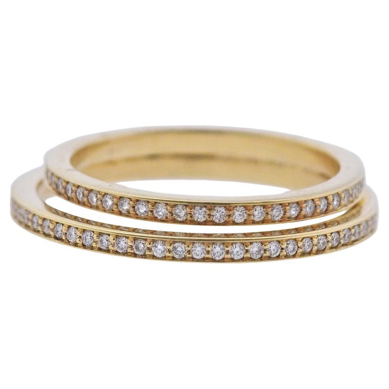 Georg Jensen Yellow Gold Double Pave Halo Ring 1633 A For Sale at ...