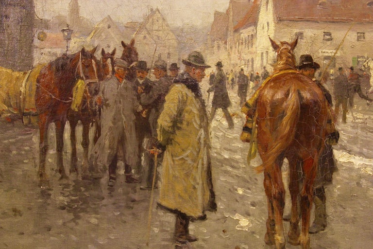 Georg Koch - Georg Koch 1857-1936, "At the horse market" Oil on canvas ...